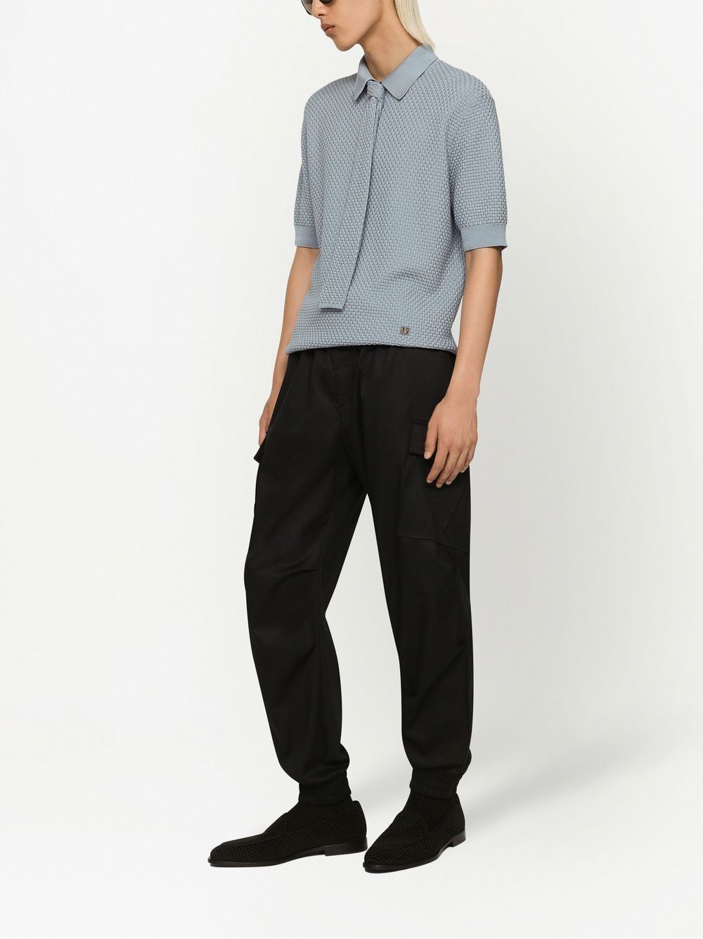DOLCE & GABBANA waffle-knit short-sleeved polo shirt