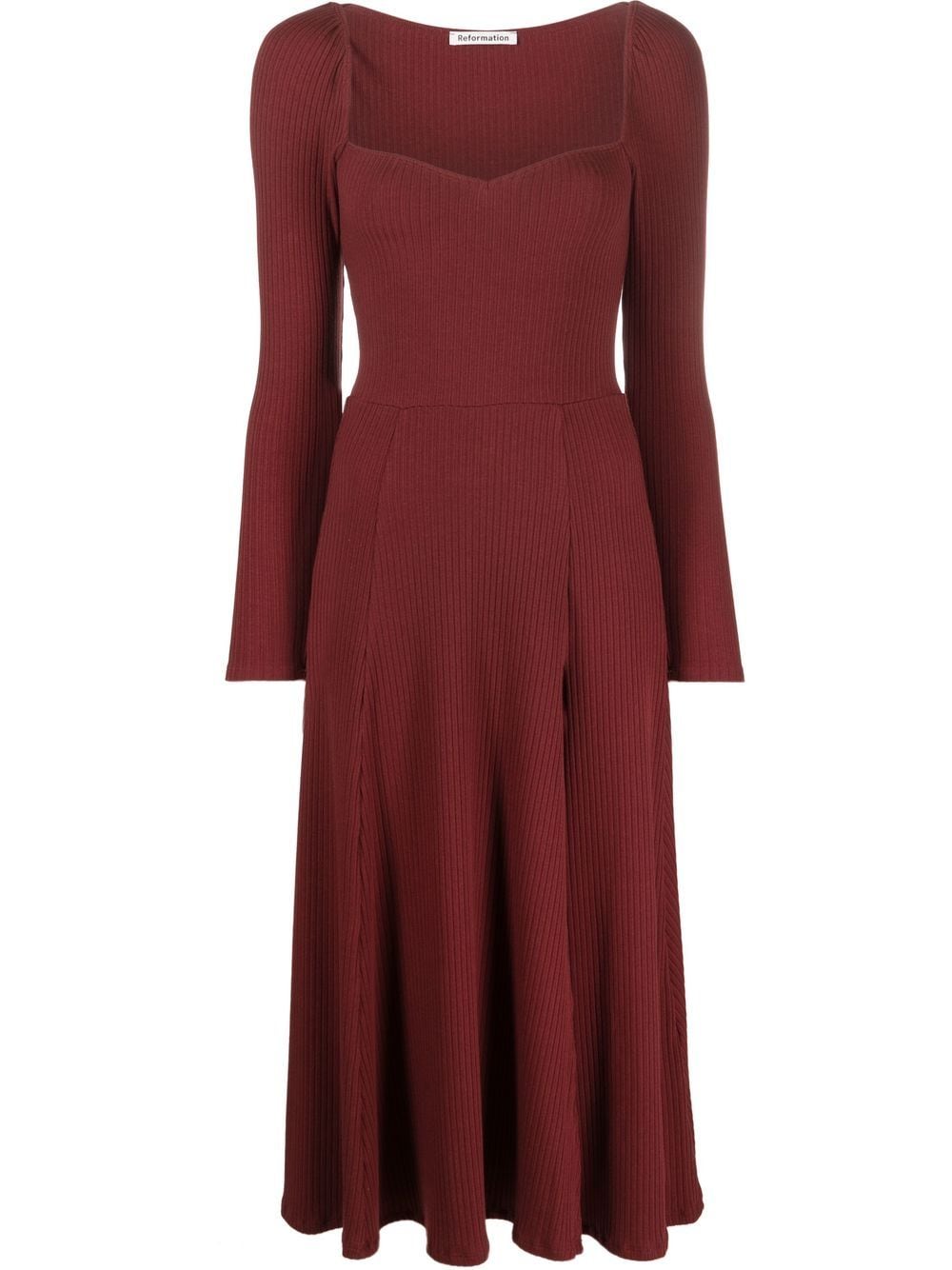 Reformation Banks Rib-Knit Dress In Red - 5% Off | Editorialist
