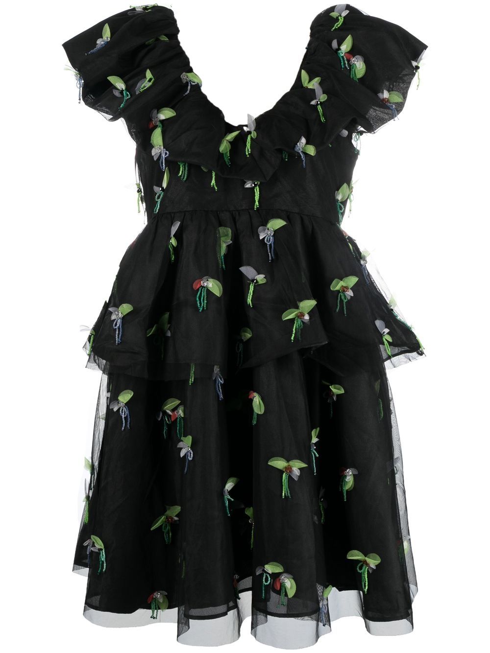 GANNI GANNI Animal-Print Ruffled Minidress