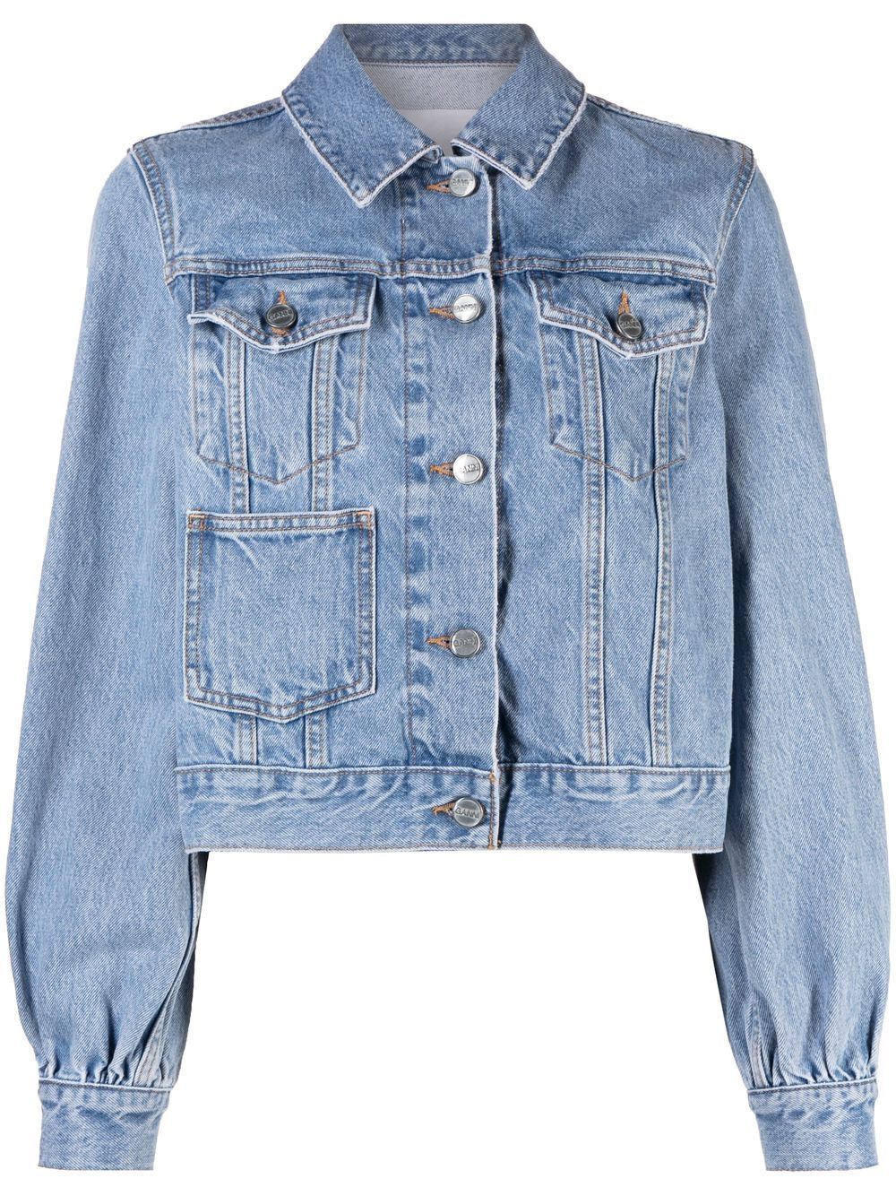 GANNI GANNI Puff-Sleeve Denim Jacket