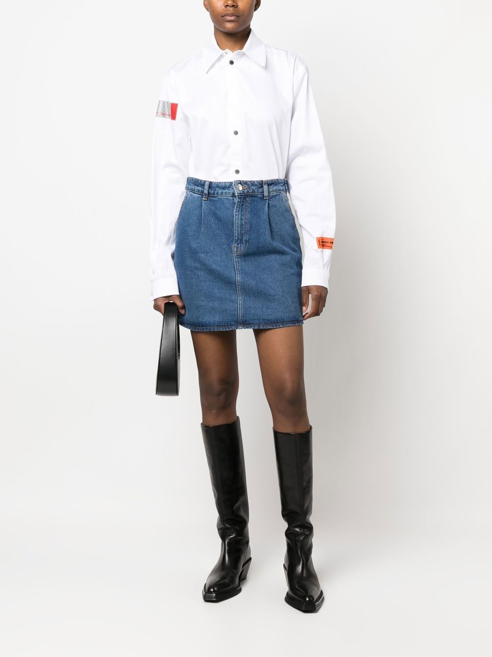 HERON PRESTON Logo-Patch Cotton Shirt