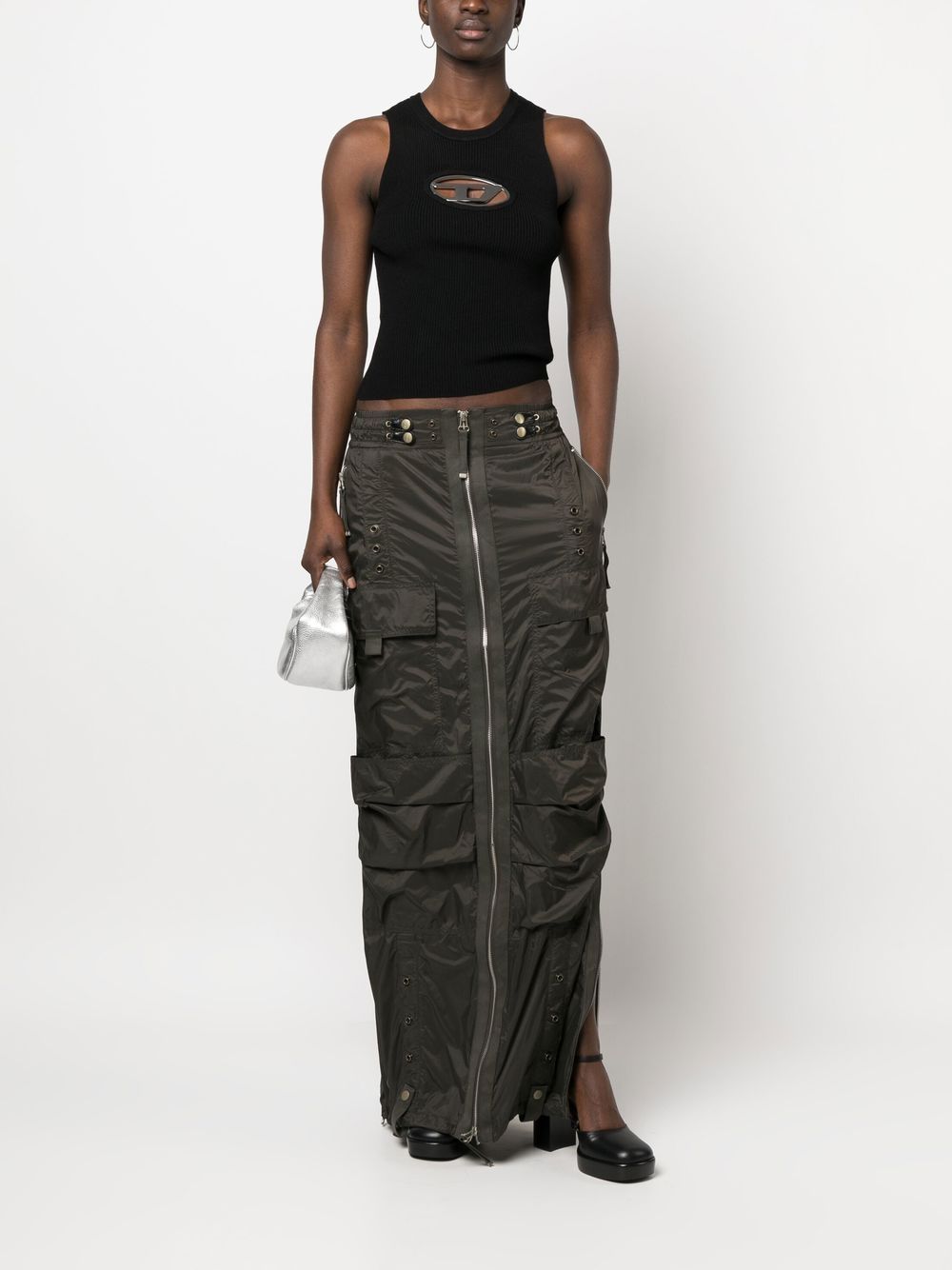 Diesel® O-Crep Cargo Maxi Skirt In Green - 30% Off | Editorialist