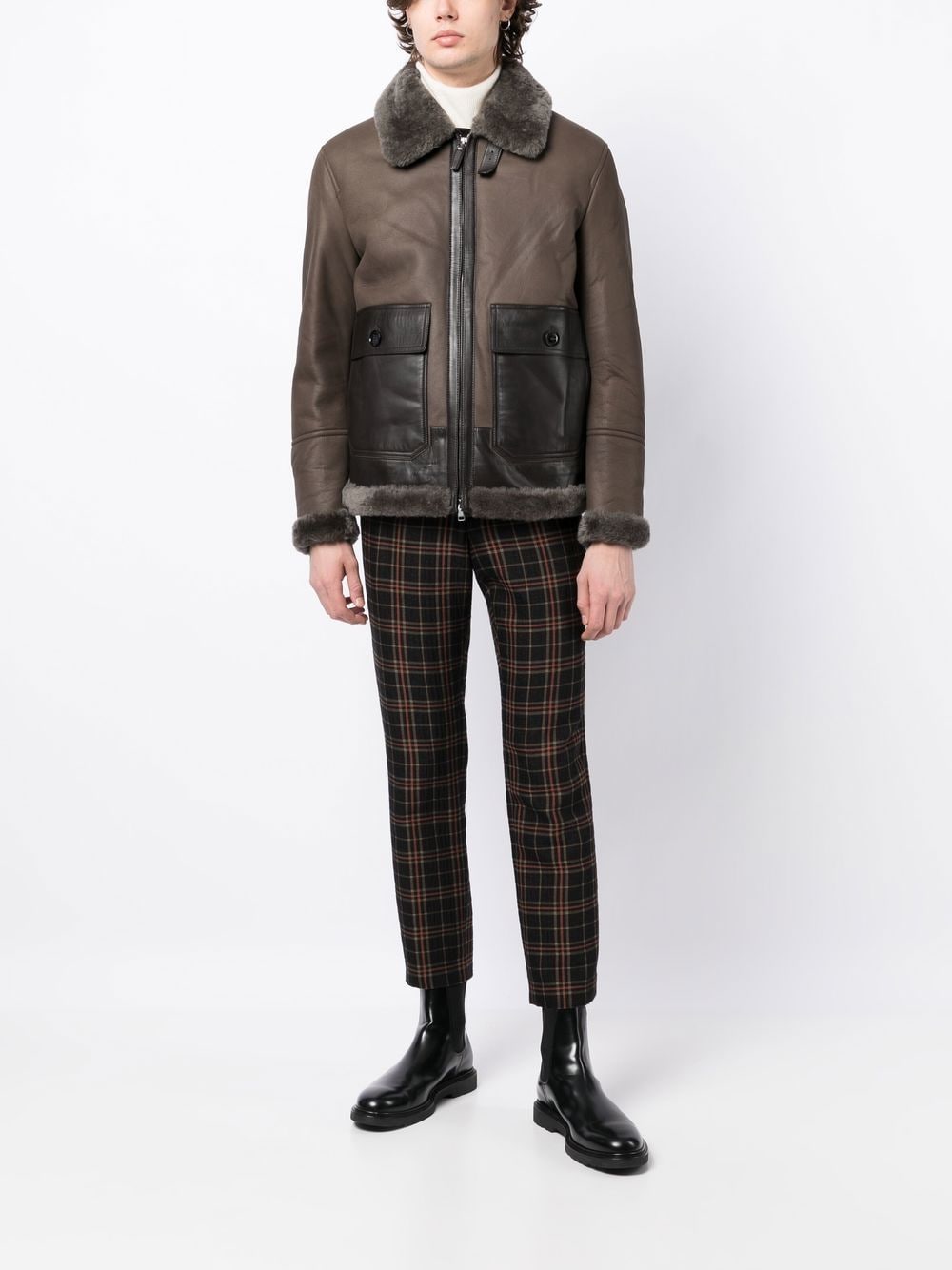 BRIONI Brioni Shearling Panelled Lambskin Jacket
