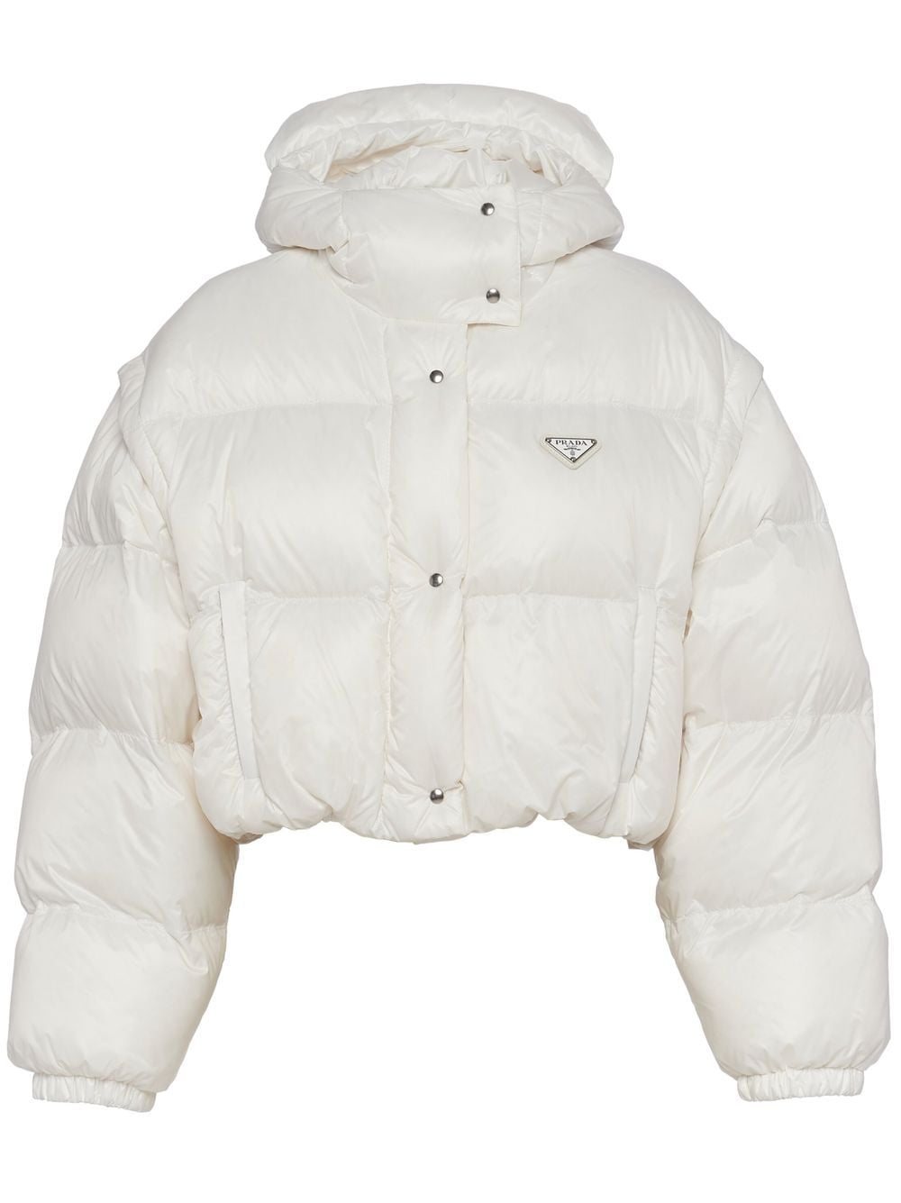 ピノちぇ  PRADA ホワイトショートダウンジャケット 正規品 Prada Re-Nylon Convertible Down Jacket - White | Editorialist