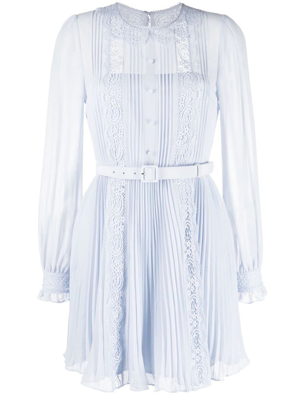 self portrait chiffon mini dress self-portrait - Blue Chiffon Short Sleeve Midi Dress