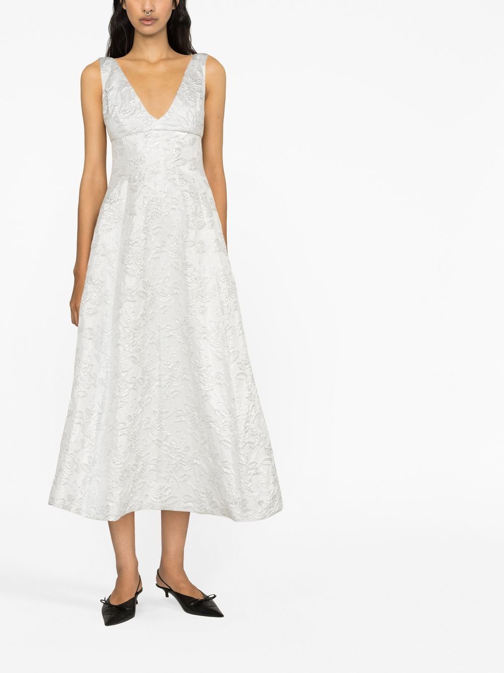 PHILOSOPHY DI LORENZO SERAFINI Philosophy Di Lorenzo Serafini Floral-Embroidered V-Neck Dress