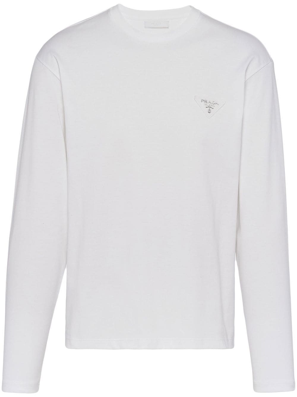Prada Logo-Patch Long-Sleeve T-Shirt - White | Editorialist