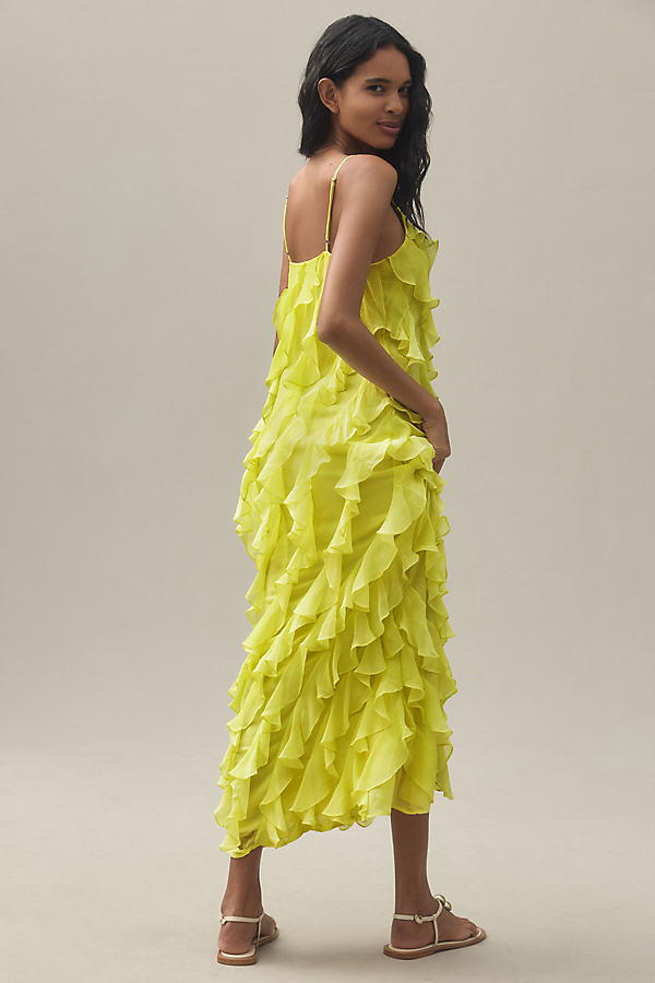 chinese dress ladies Santiago Cut-Out Ruffle Maxi Dress Sage Selfie Leslie