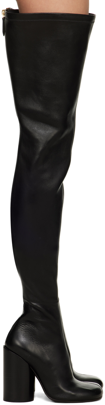 Buy Burberry Grained Leather Over-the-knee Boots Black At 74