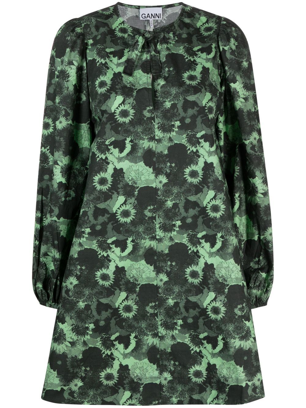 Ganni Green Floral Dress GANNI "Dalton Crepe" Floral Green Wrap Dress   BOREAL REBORN