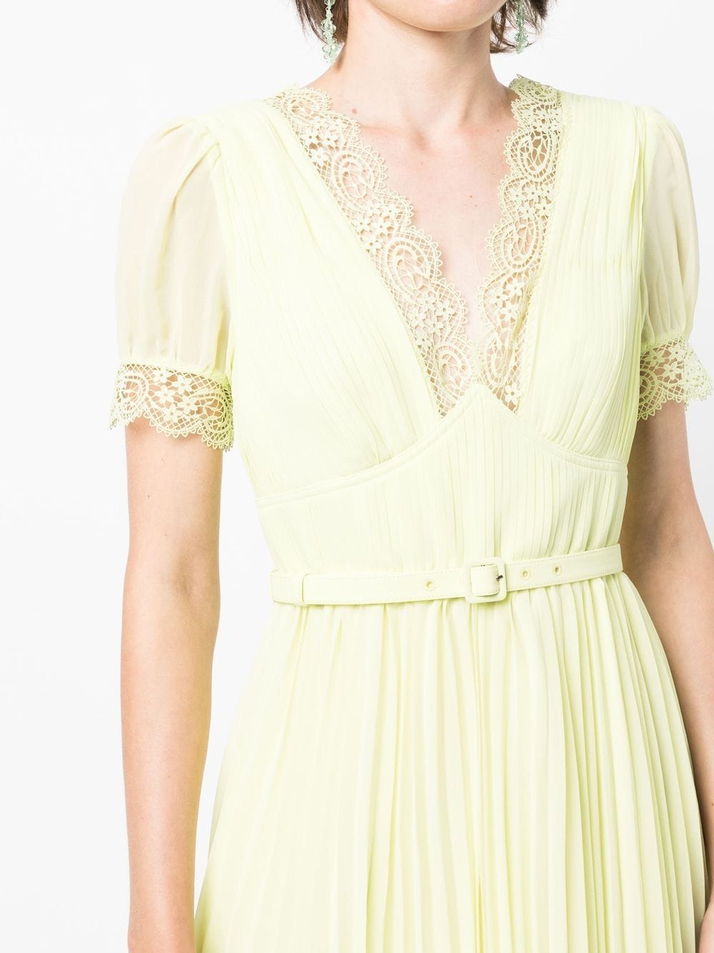 self portrait green fine lace dress Self-Portrait Belted Chiffon Midi FW25 MAIN