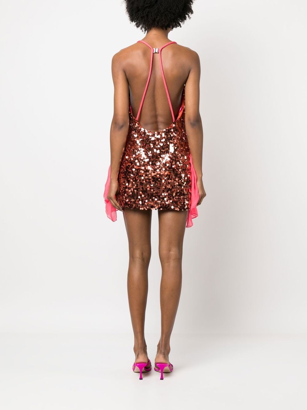motel rocks pink and orange dress Rujira Cowl Midi Dress in Floral Pink Orange , Zip Up