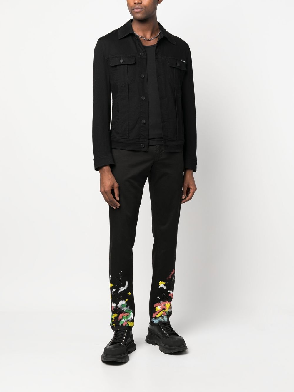 PHILIPP PLEIN paint-splatter effect chinos