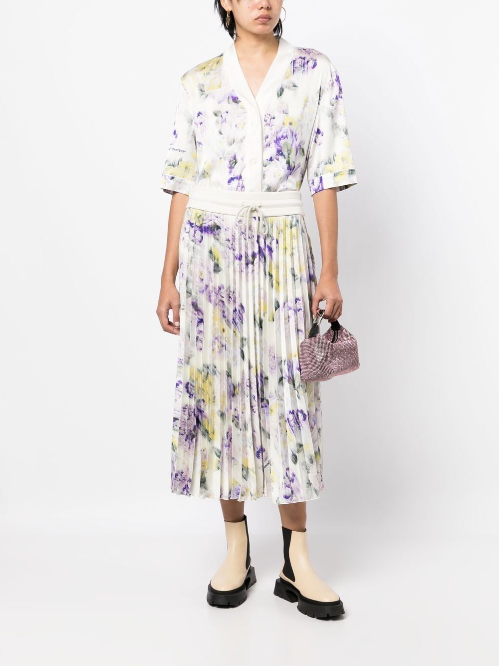 OFF-WHITE Drawstring Pleated Skirt