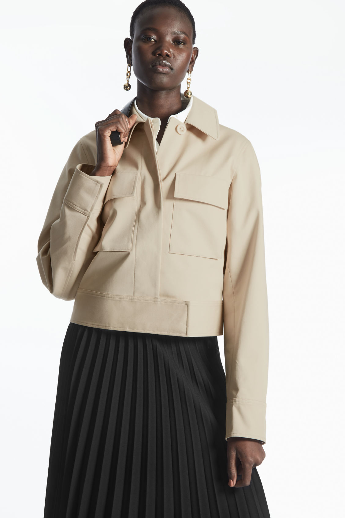 Cos Cropped Utility Jacket In Beige - 50% Off | Editorialist