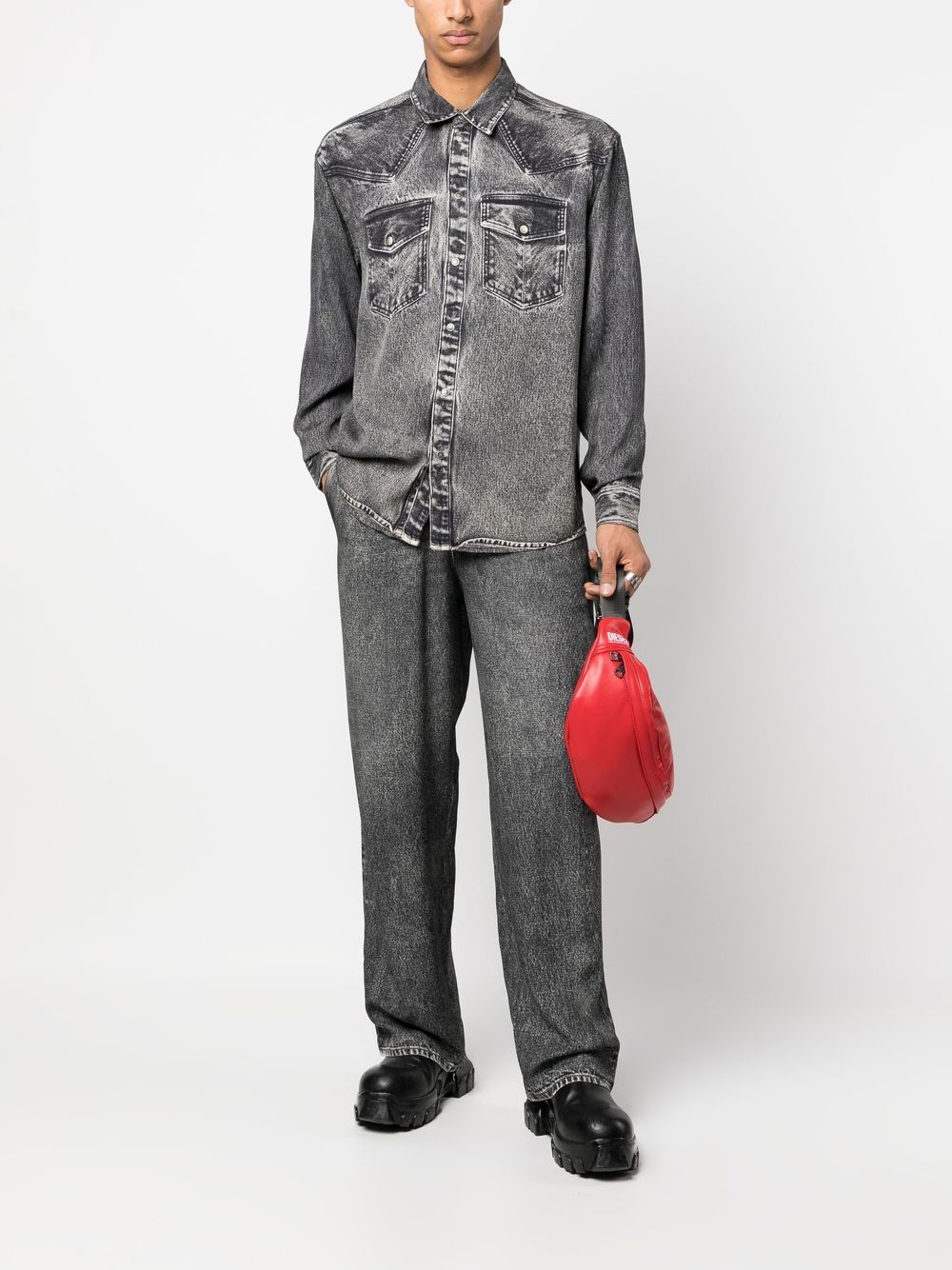 DIESEL® acid-wash long-sleeve shirt