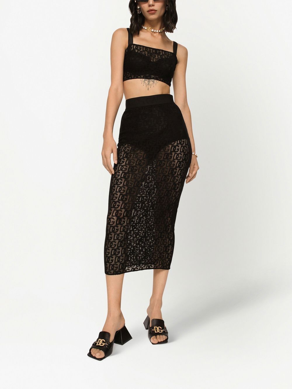 DOLCE & GABBANA Dolce & Gabbana DG-Logo Tulle Pencil Skirt