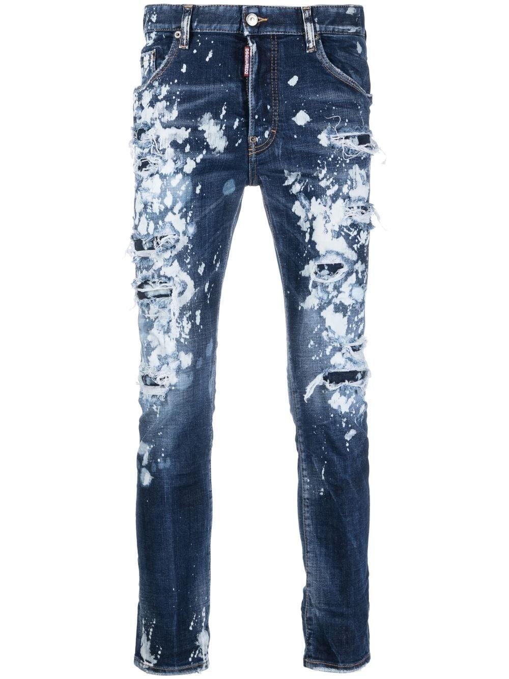 Dsquared2 Paint Splattered Distressed Jeans In Blue - 73% Off