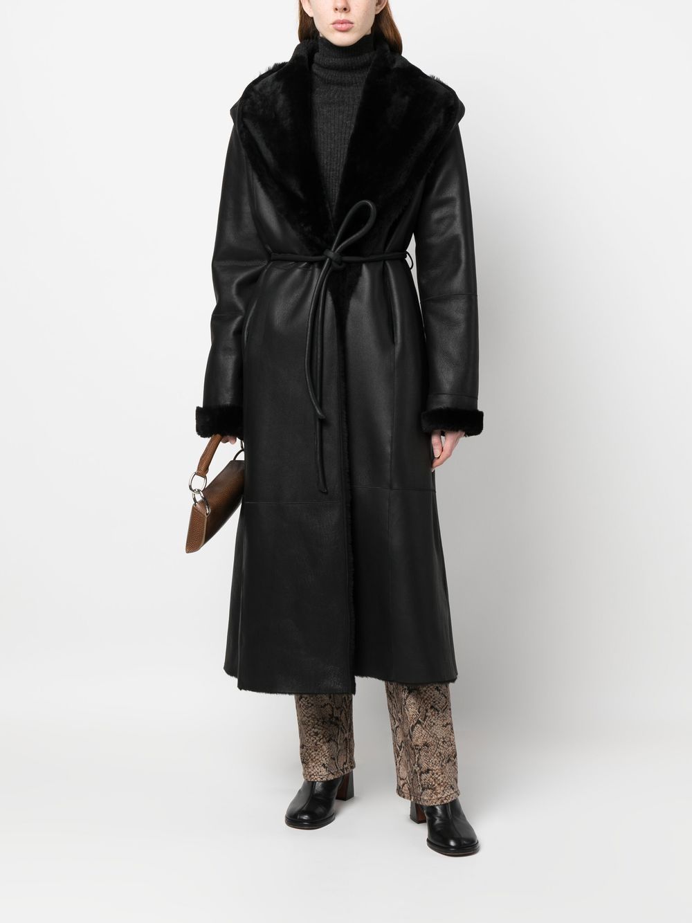 LISKA Liska Tie-Front Sheepskin Coat