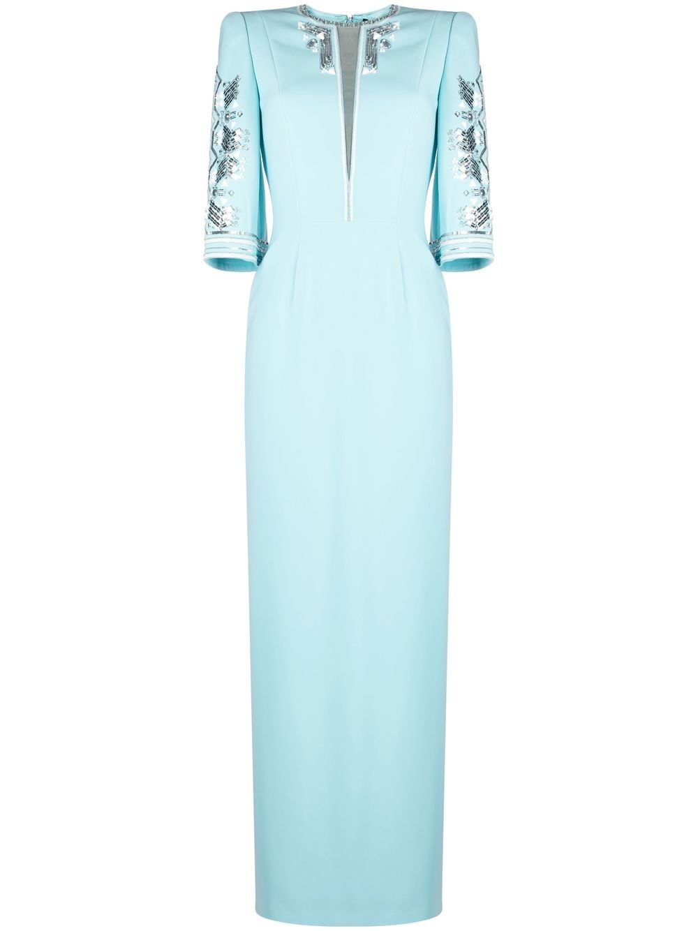 Jenny Packham Ava Three-Quarter Sleeve Gown In Blue - 54% Off | Editorialist