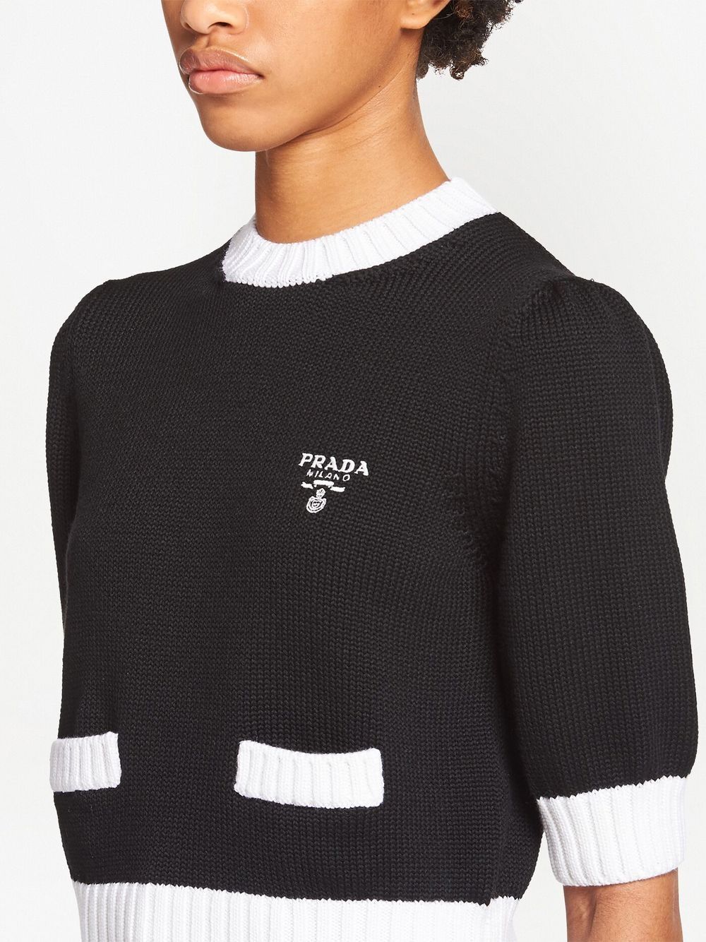 Prada Cropped Superfine Wool And Viscose Sweater - Black