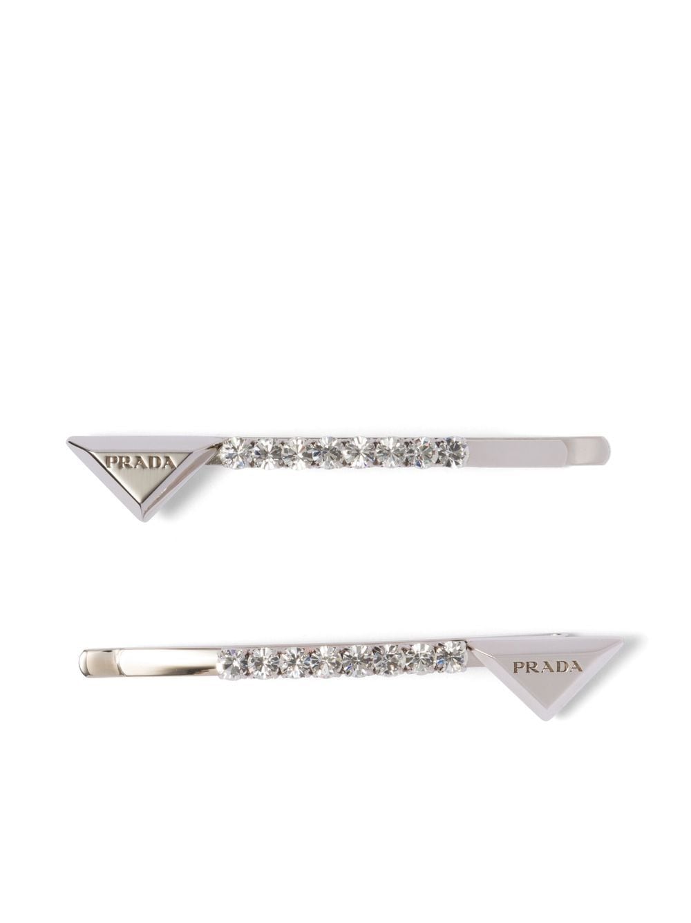 Prada crystal-embellished triangle logo hair barrettes 19760681_44207402_600.jpg main image 4