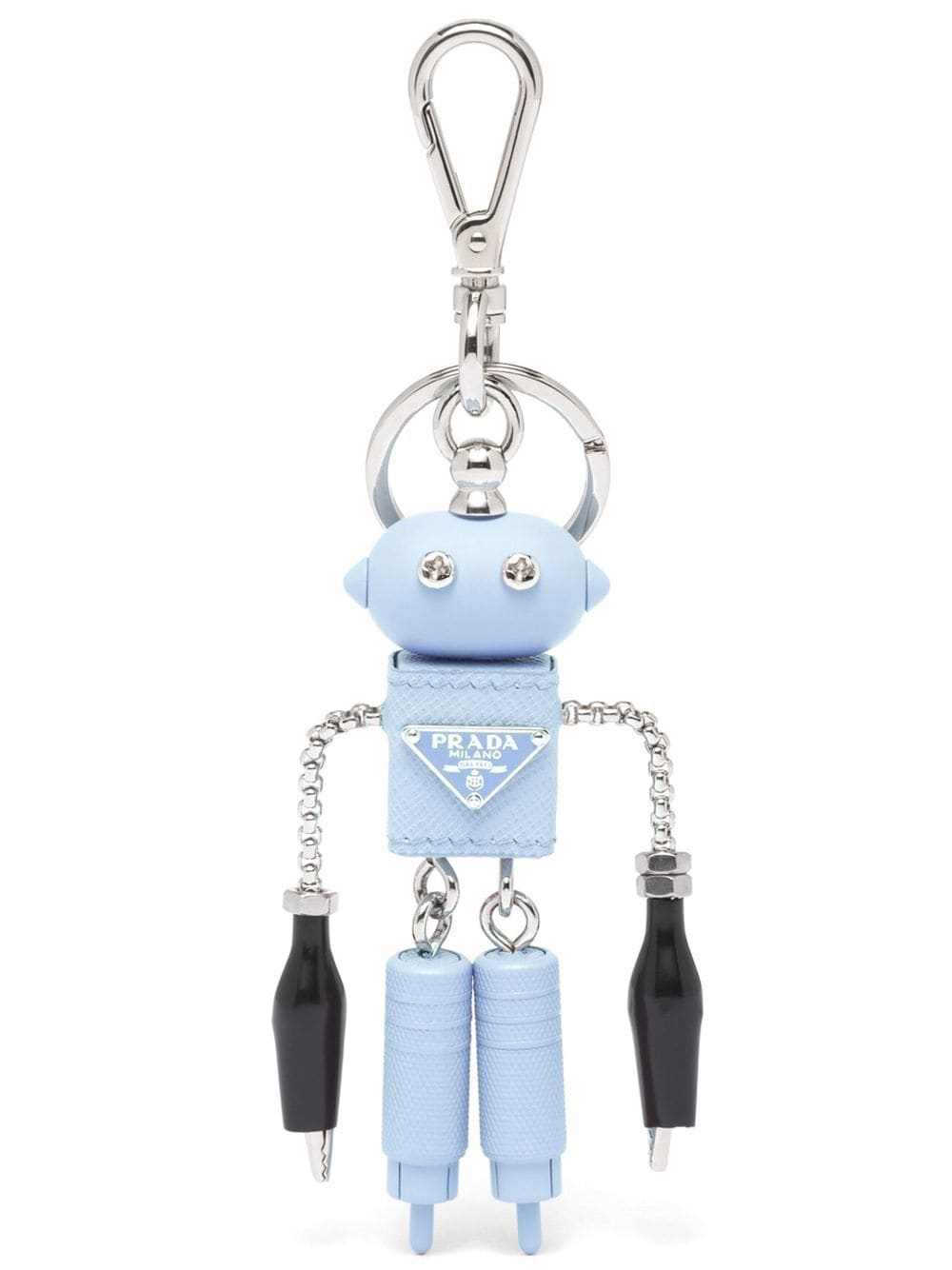 Prada Saffiano Leather Robot Keychain Blue Editorialist