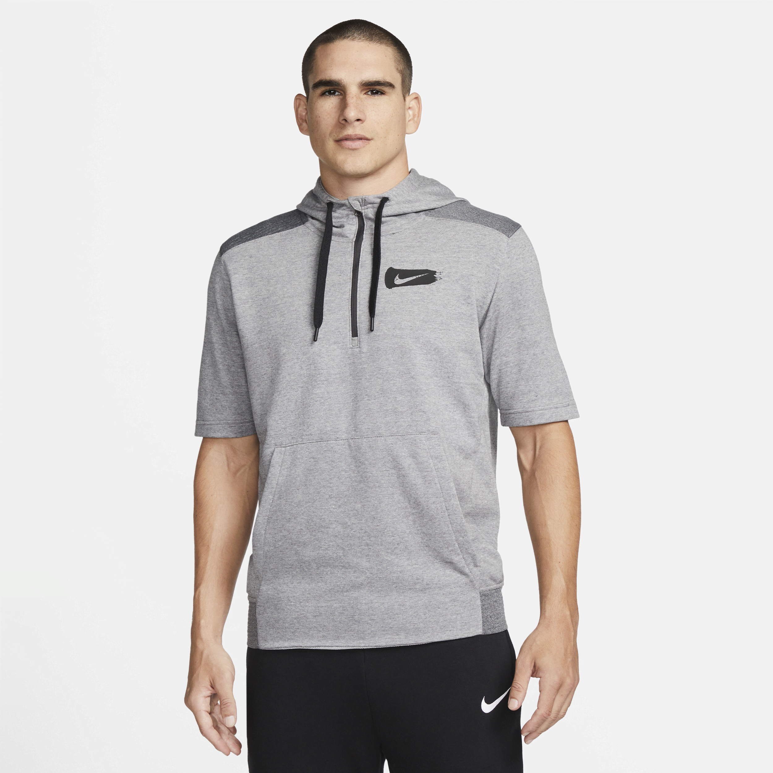 Nike Dri-Fit Flux Short-Sleeve 1/4-Zip Baseball Hoodie In Grey