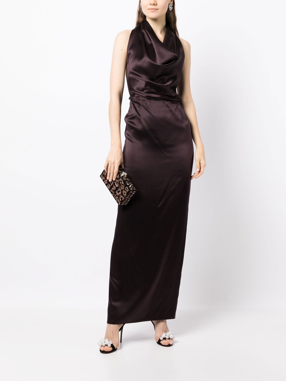 VOZ VOZ Convertible Halterneck Satin Maxi Dress