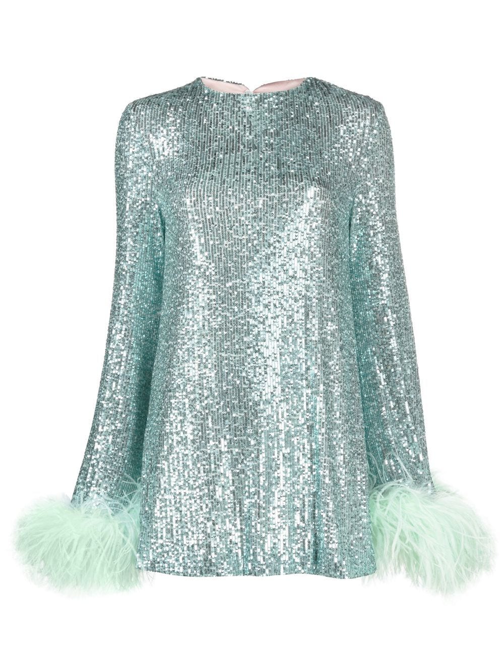 Nervi Sequin-Embellished Feather Mini Dress In Green - 59% Off | Editorialist Nervi Sequin-Embellished Feather Mini Dress In Green - 59% Off | Editorialist