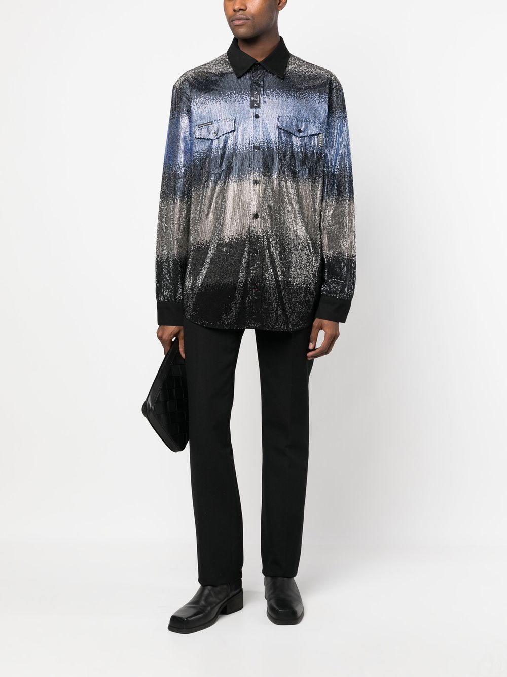 PHILIPP PLEIN striped sequin shirt
