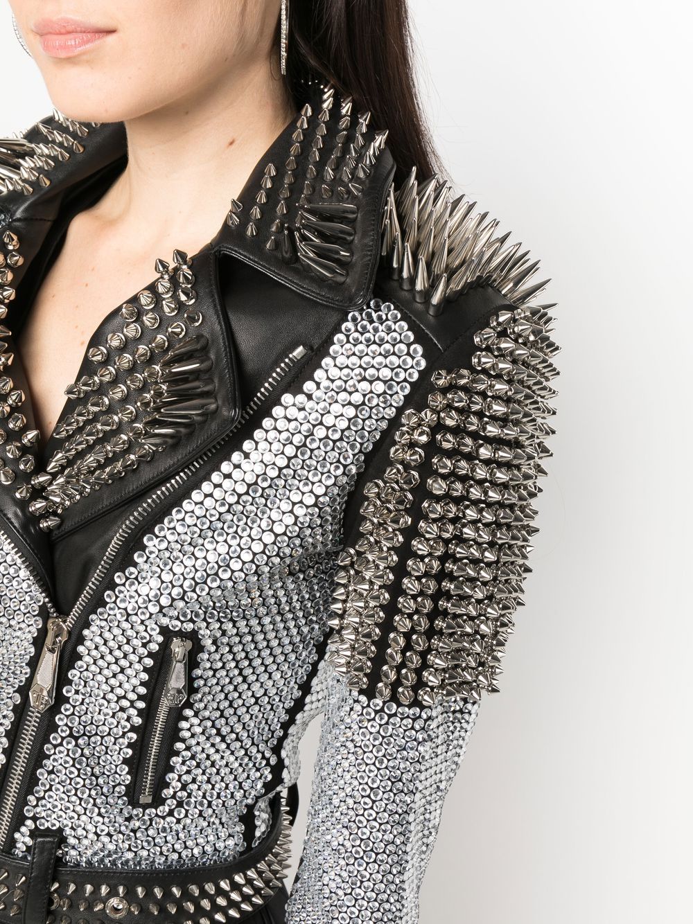 Buy Philipp Plein Crystal-studded Biker Jacket - Black At 64% Off