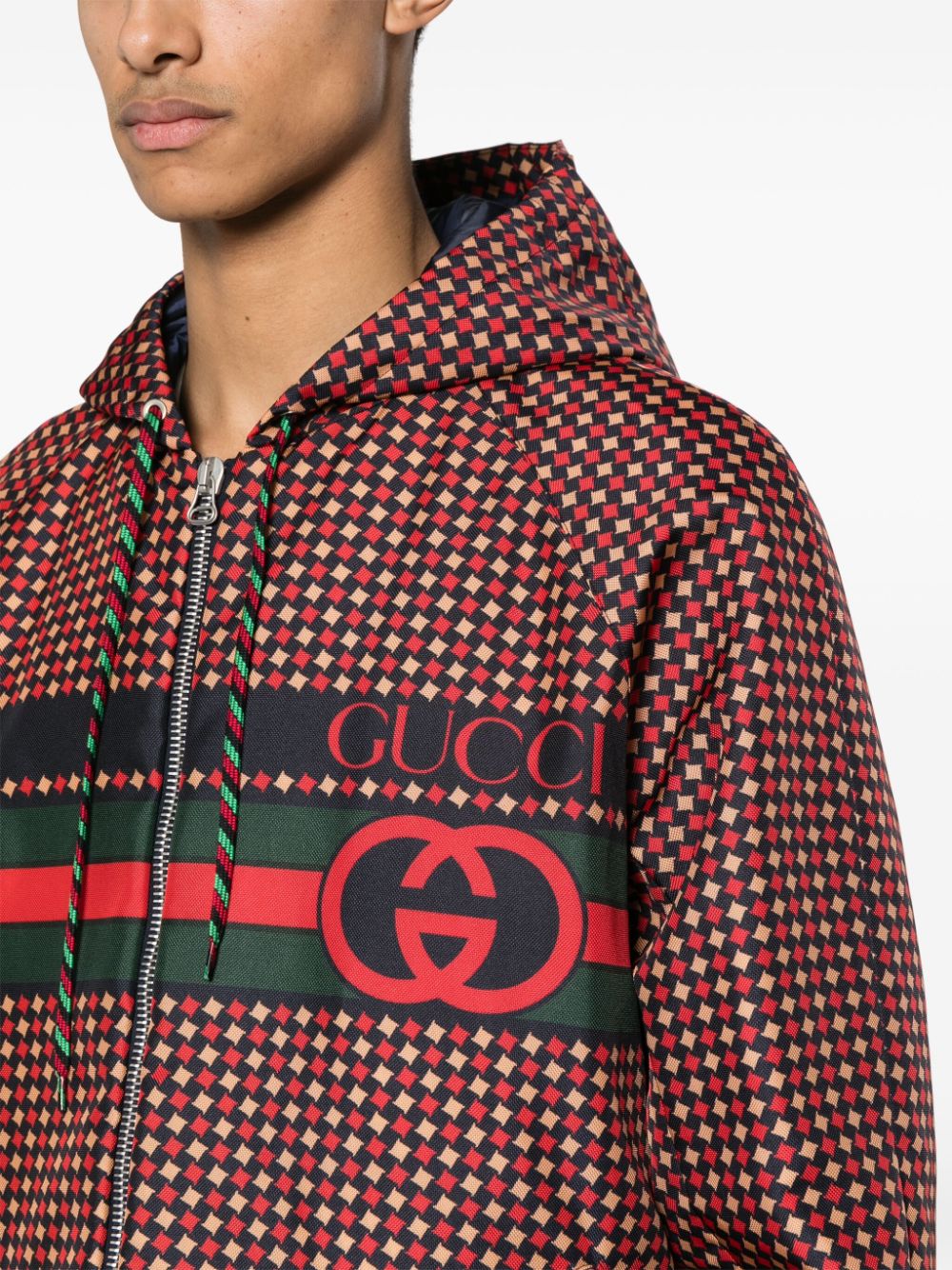 Gucci Interlocking Gg Hooded Jacket - Red | Editorialist