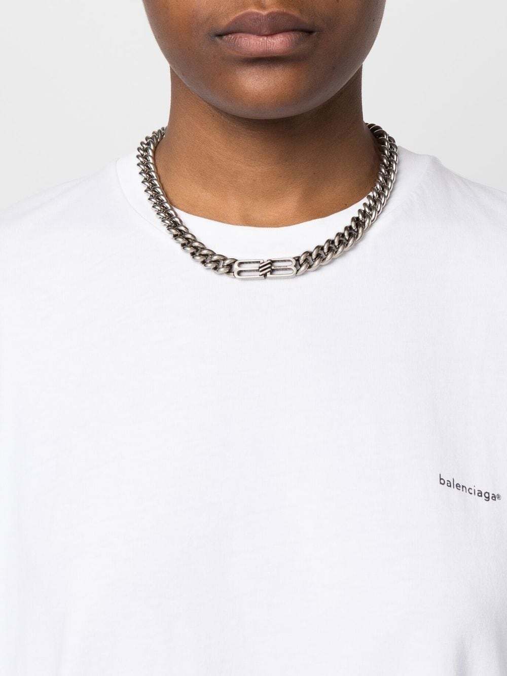Balenciaga Bb Icon Gourmette-Chain Necklace - Silver | Editorialist