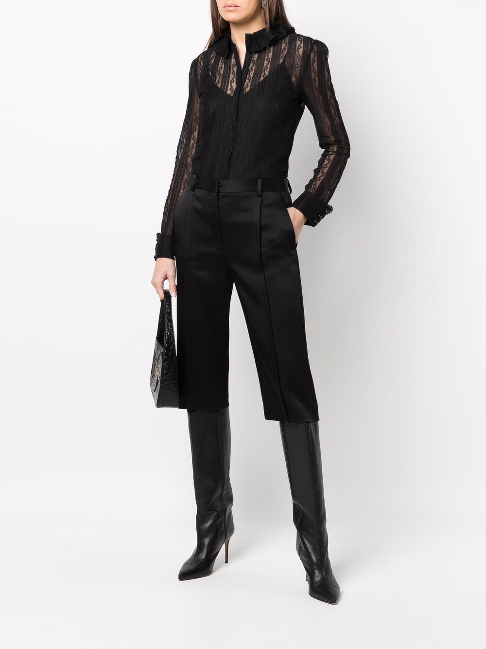 SAINT LAURENT Saint Laurent Frilled-Neck Lace Shirt