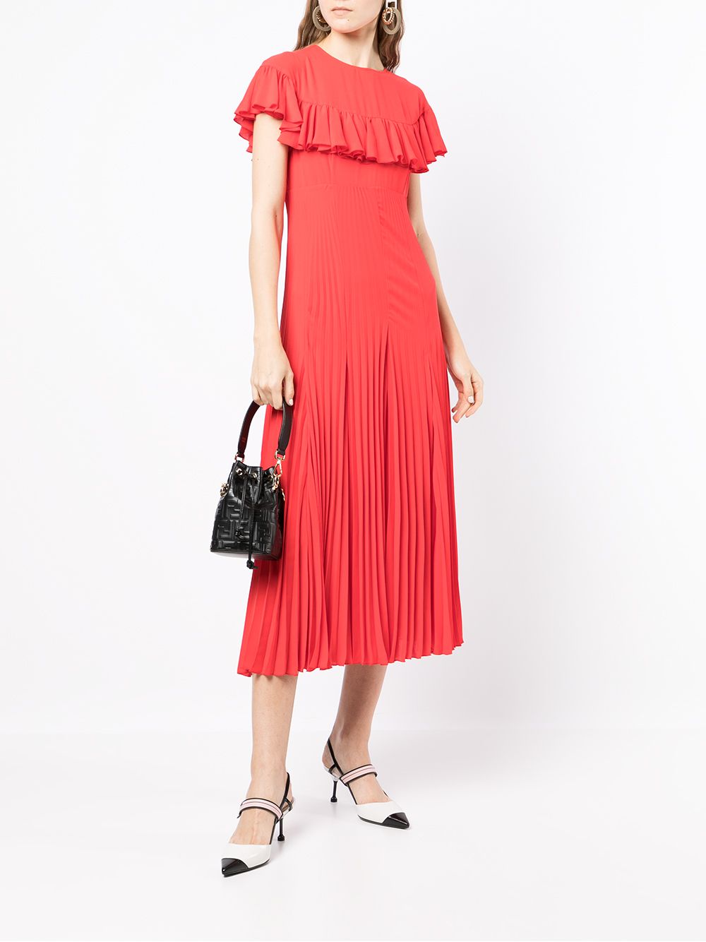 PHILOSOPHY DI LORENZO SERAFINI Philosophy Di Lorenzo Serafini Pleated Hem Ruffle-Trim Midi Dress