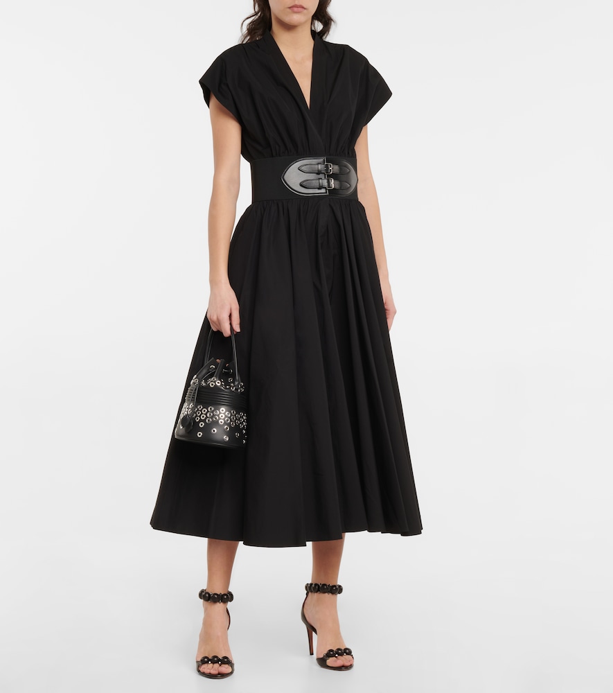 Alaa Belted Cotton Poplin Midi Dress - Black | Editorialist