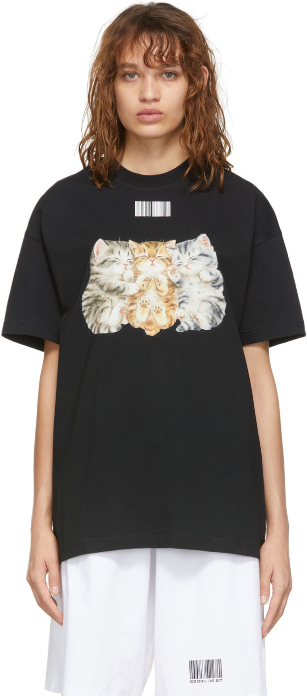 Vtmnts Kayomi Harai Edition Cute Cats T-Shirt In Black - 49% Off