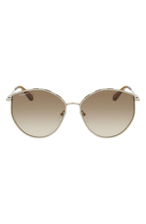 FERRAGAMO Gancini Tea Cup 59mm Gradient Round Sunglasses Ferragamo Gancini Tea Cup Round Sunglasses - Gold/Caramel  main image 2