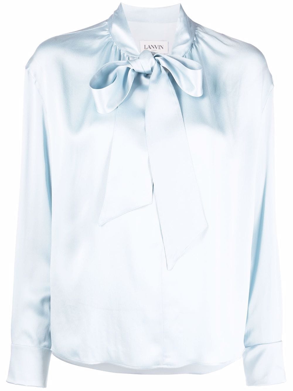 PLAN C Tie-Neck Wrap Silk Shirt
