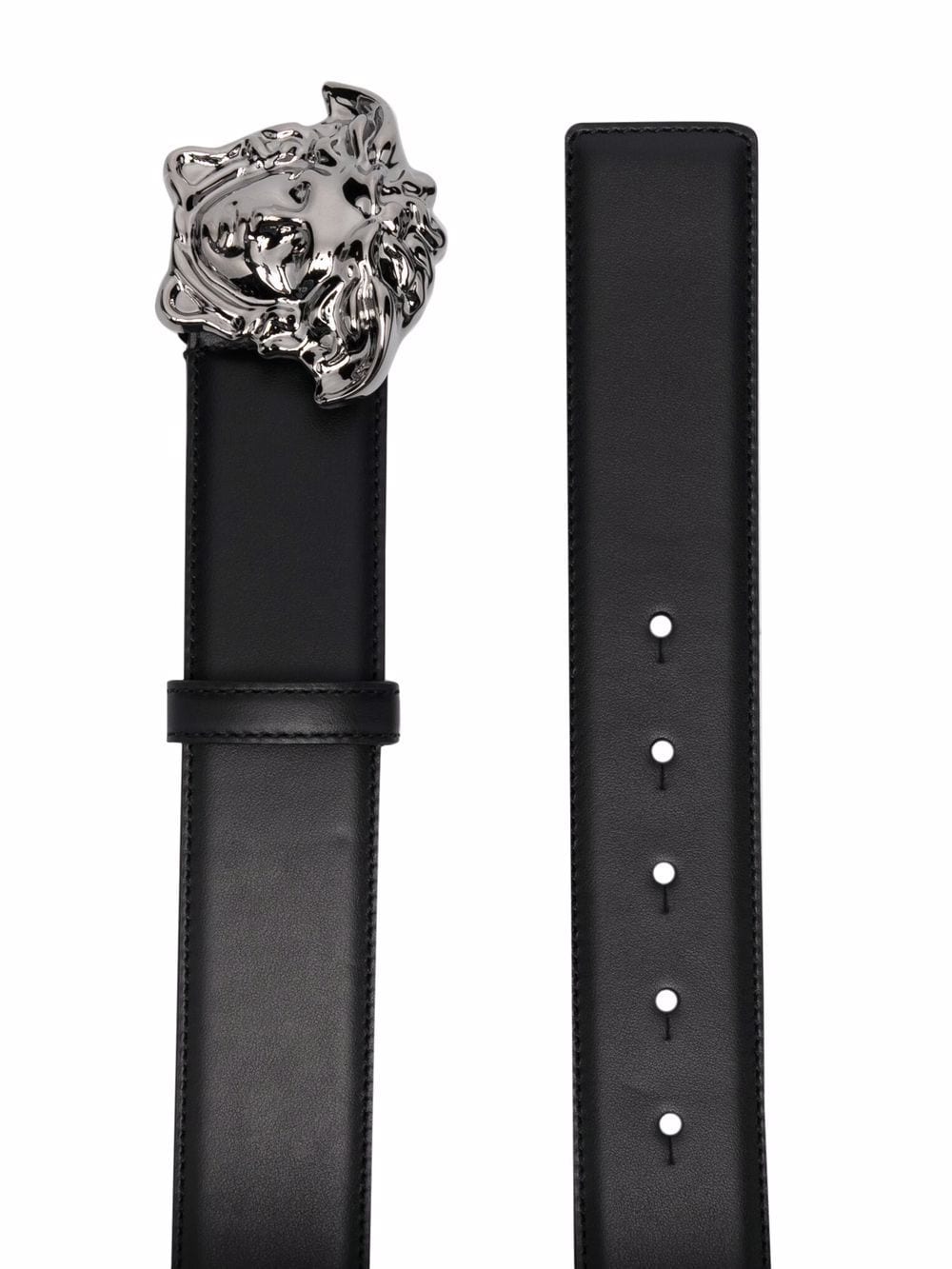 Versace La Medusa Leather Belt - Black | Editorialist display picture 3