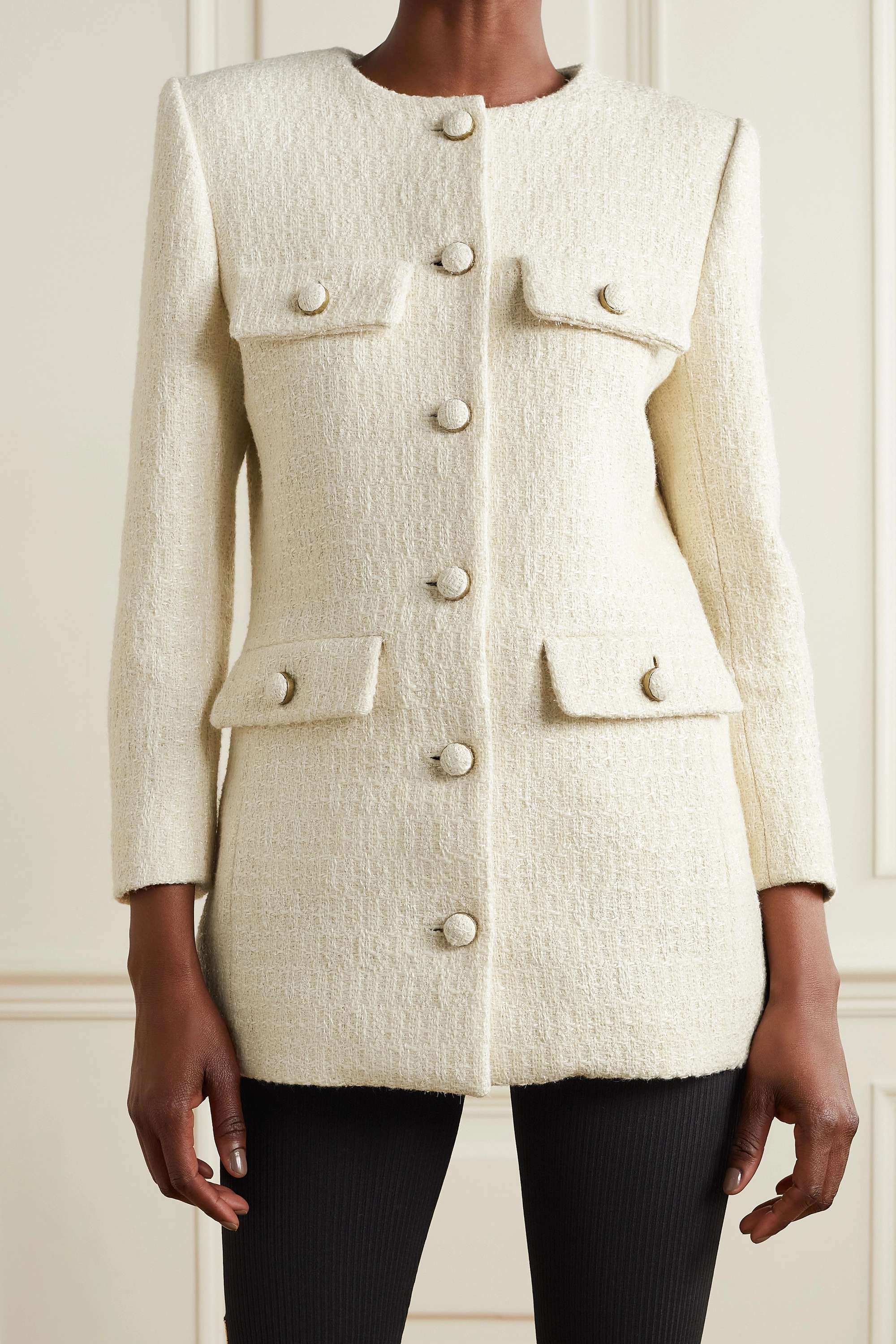 Saint Laurent Tweed Jacket - Off-White | Editorialist