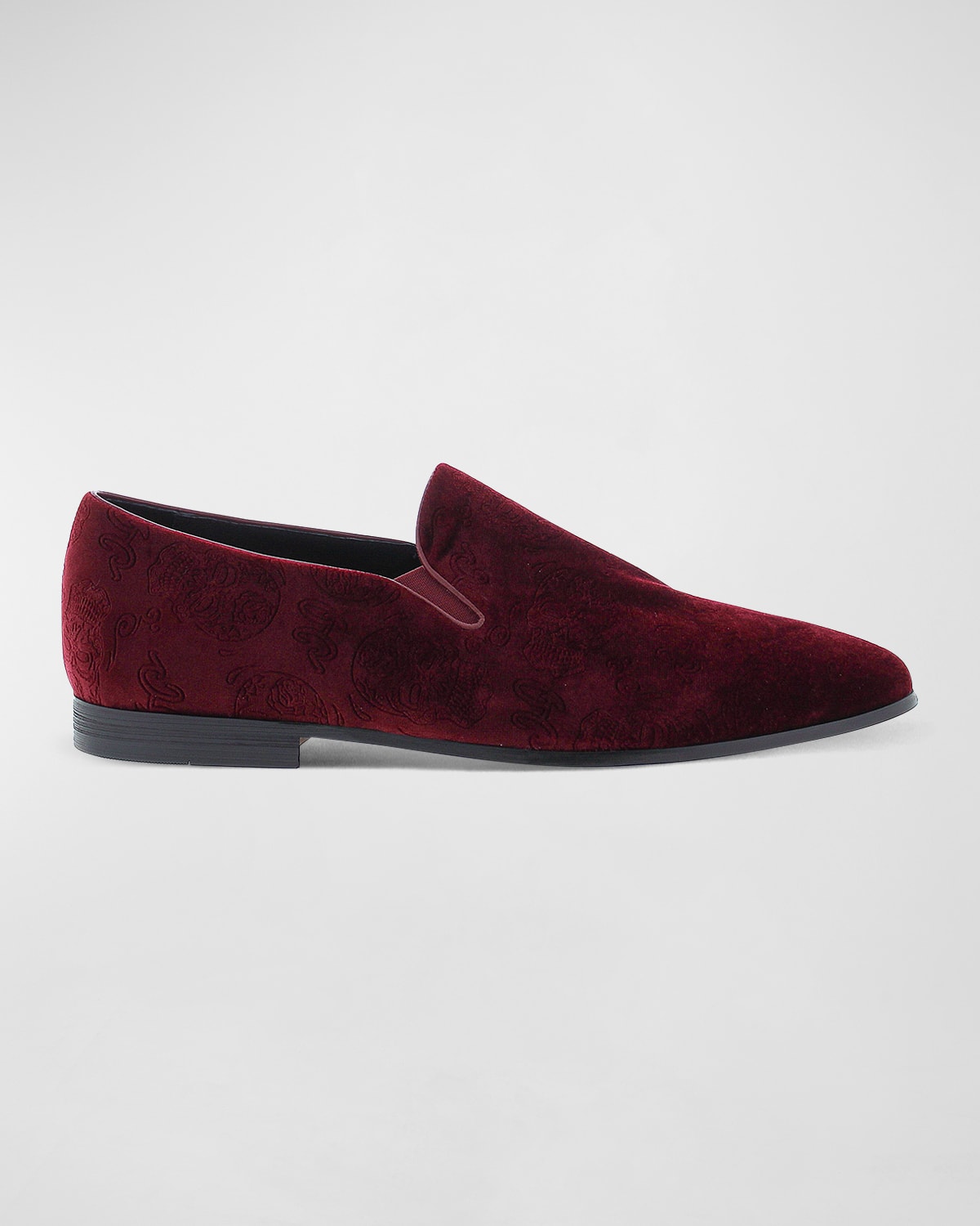 Renegade Velvet Loafer Robert Graham Renegade Skull-Embossed Velvet Loafers - Wine  main image 2