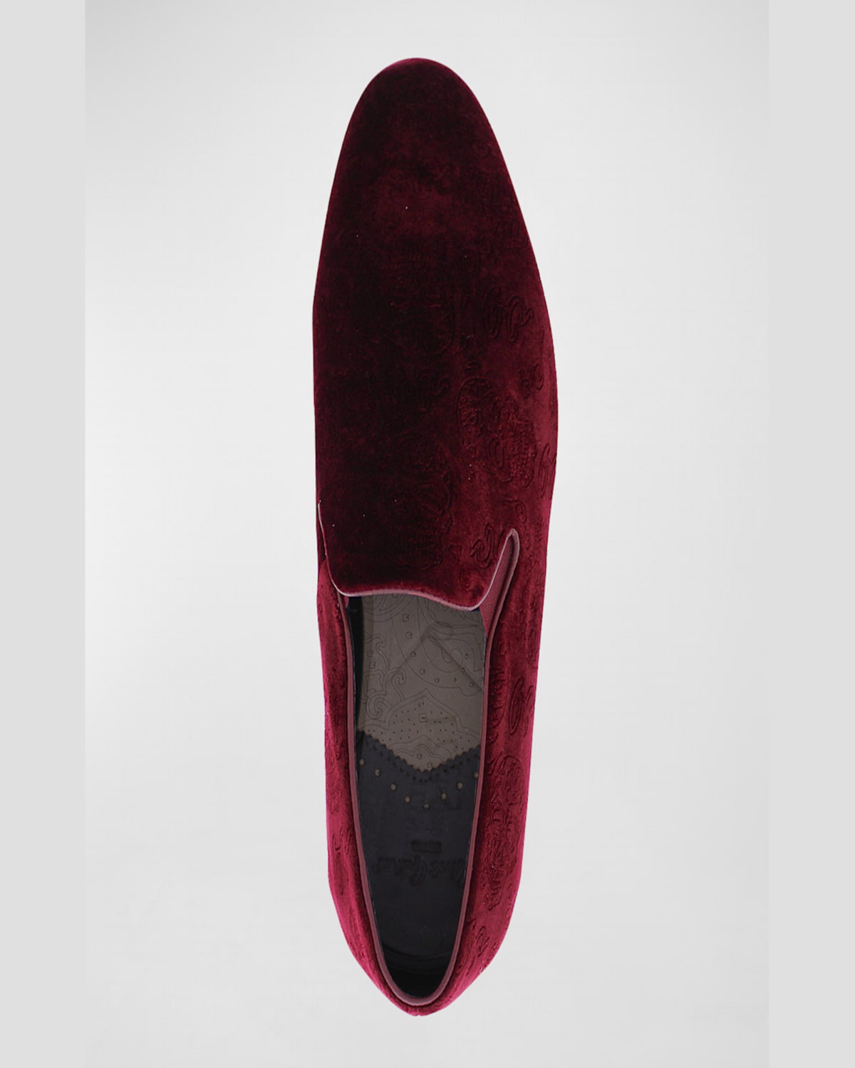 Robert Graham Renegade Skull-Embossed Velvet Loafers - Wine 