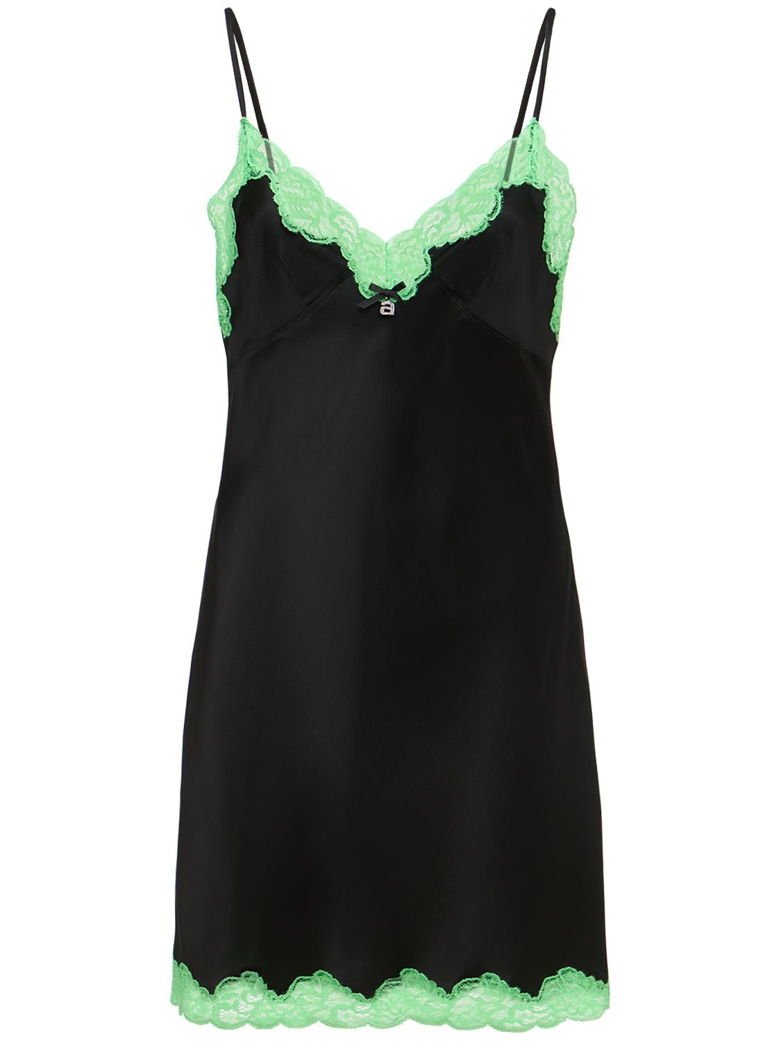Alexander Wang Silk Satin Slip Mini Dress W/ Lace In Black - 35% Off |  Editorialist