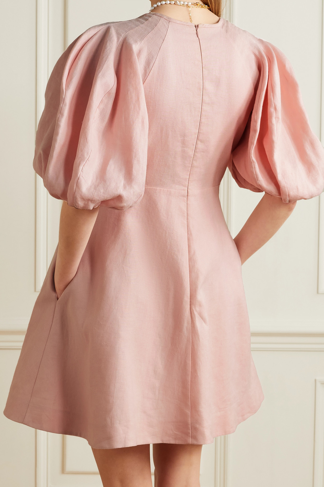 Zimmermann Dancer Day Linen Mini Dress In Pink - 40% Off | Editorialist