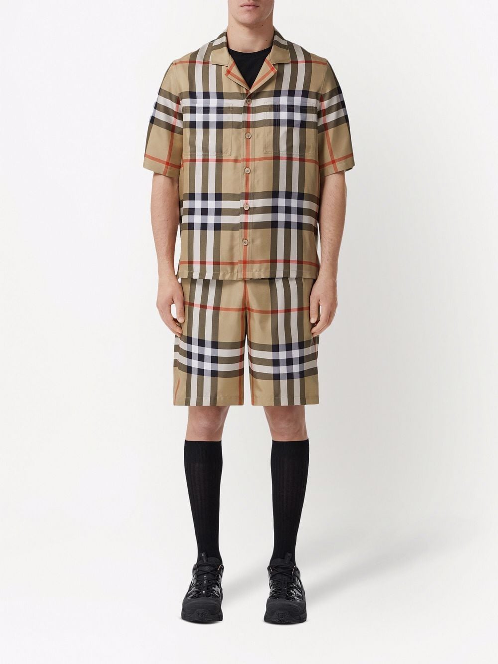 BURBERRY short-sleeve check silk shirt