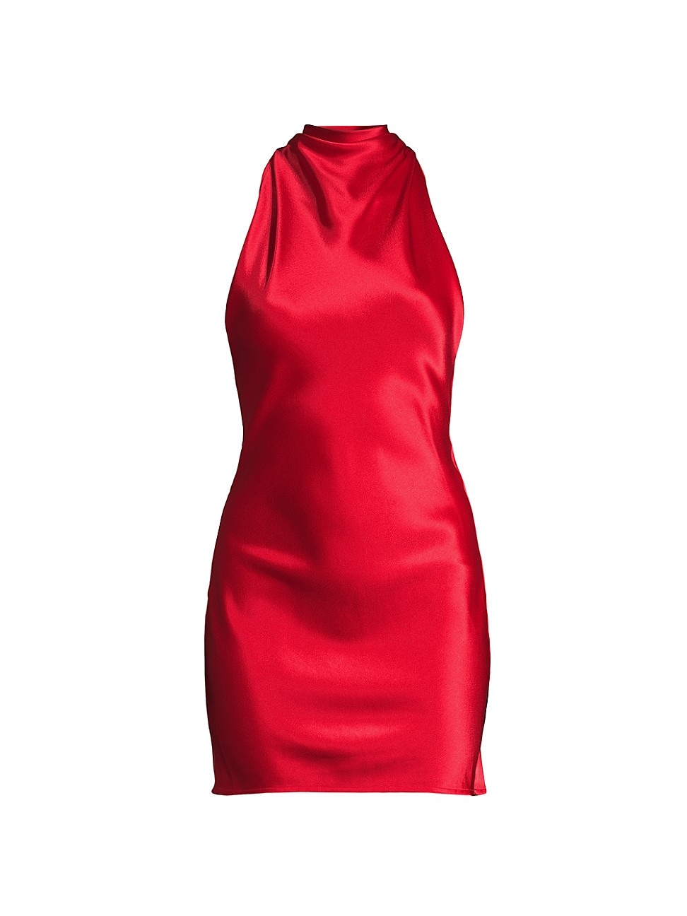Sau Lee Penny Satin Halter Minidress In Red - 30% Off | Editorialist