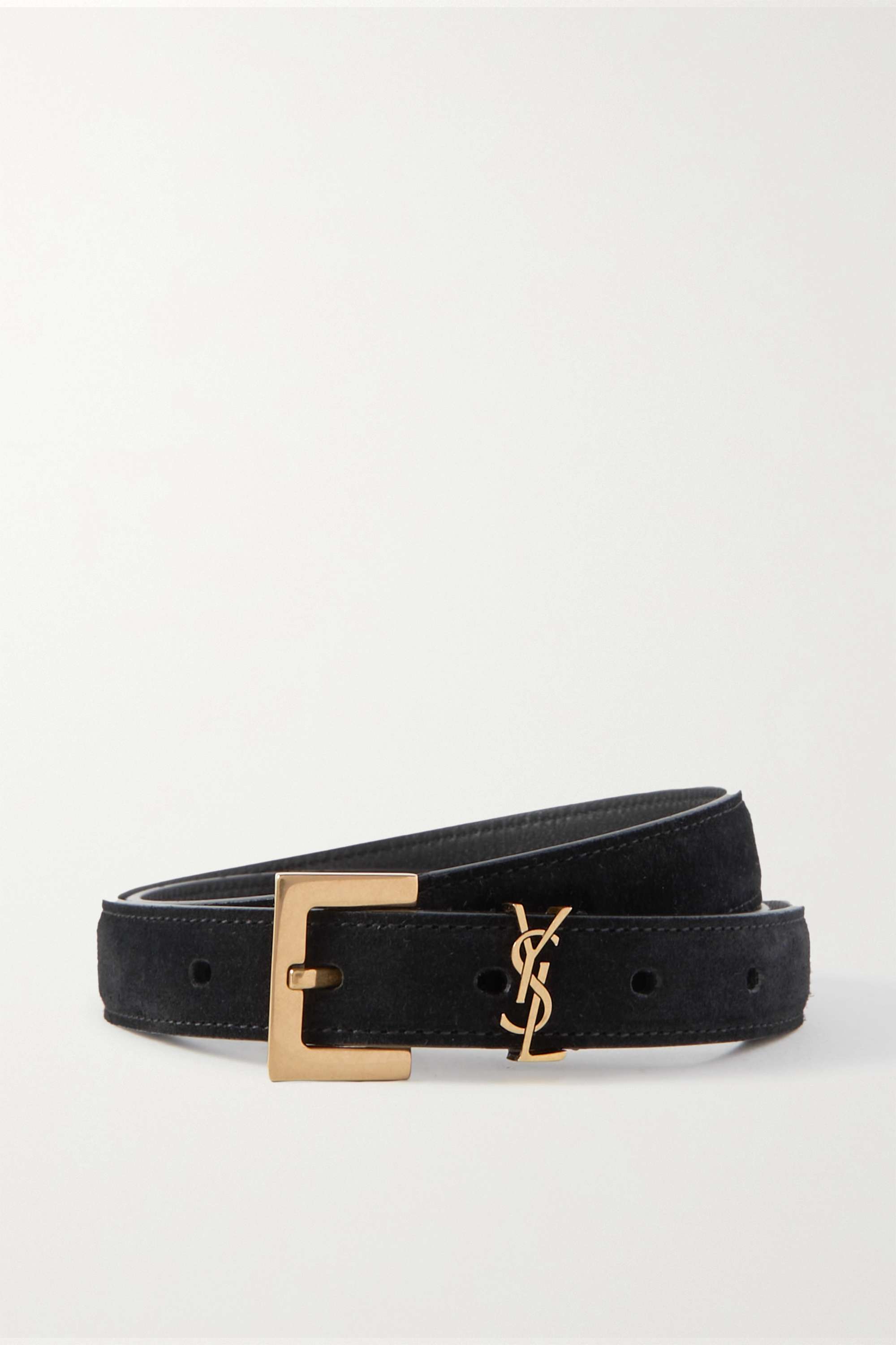 Saint Laurent Monogramme Suede Belt - Red | Editorialist
