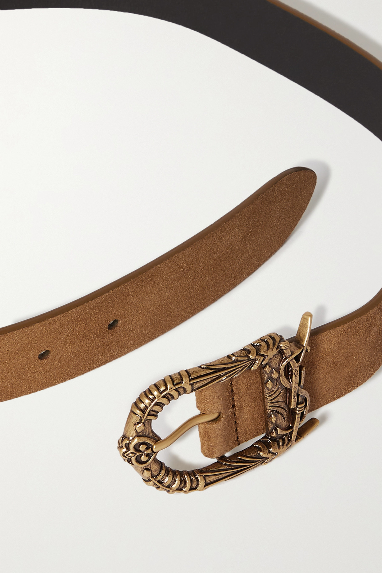 Saint Laurent Monogramme Suede Belt - Black | Editorialist display picture 3